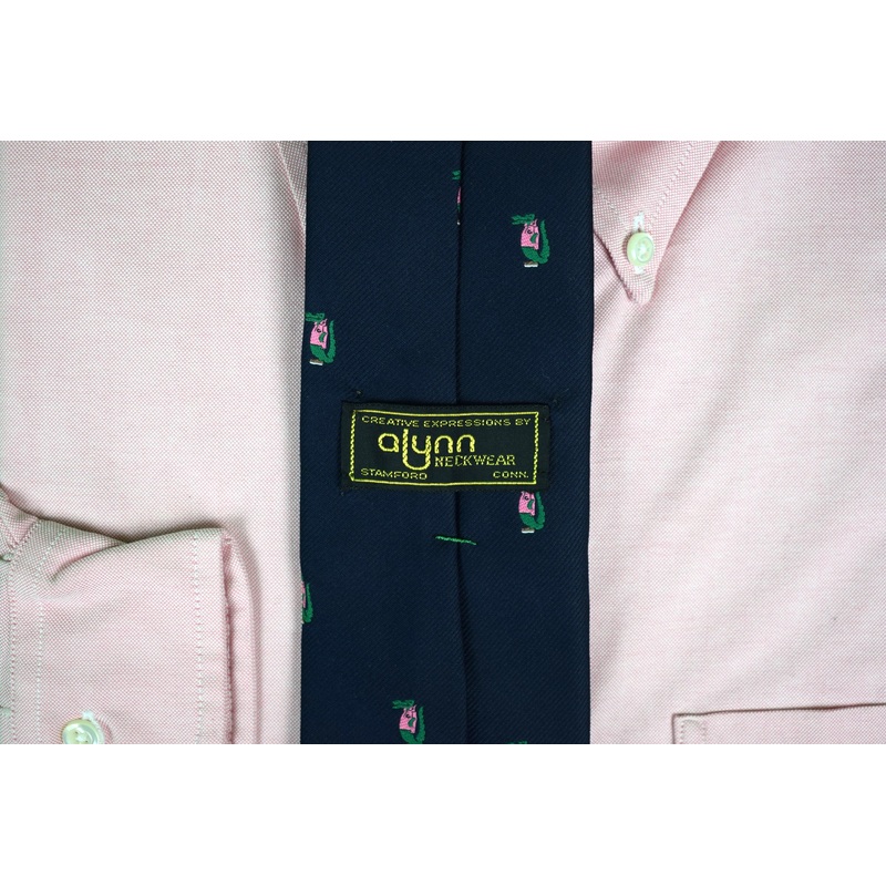 The Ultimate Prep c1982 Pink & Green Alligator Navy Club Poly Tie by Alynn (SOLD) - Objet ...